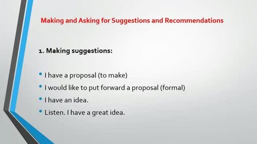 Making and Asking for Suggestions and Recommendations in English