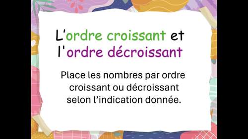 Ordre croissant et décroissant by Creations Bonheur | TPT