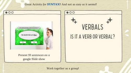 Is it a Verb?- VERBAL activity BOOM CARDS and Slides DUO by BigDogCards-SLP