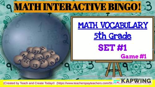 MATH SALE MATH BINGO 5th Grade SET #1 Math Vocabulary Digital ...