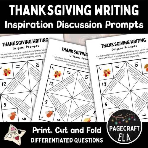 Thanksgiving Fortune Teller Origami Writing Prompt Activity Printable