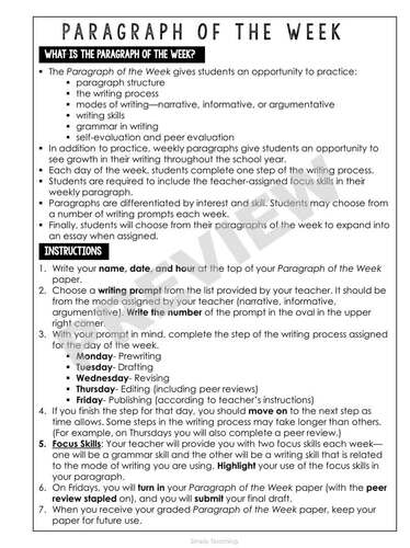 Narrative Paragraph of the Week Plus Story of the Week by Audra Kahne