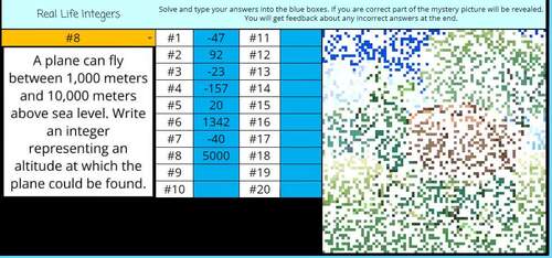 Real Life Integers 6th Math Pixel Art Digital Activity | TPT