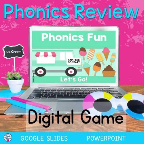Phonics Review Fun Ice Cream Digital Game for Google Slides and PowerPoint