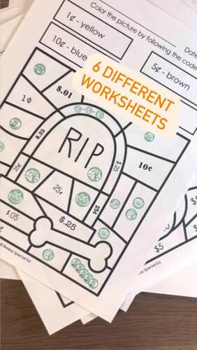 Halloween Money Identification and Life Skill Math Color by Code for ...