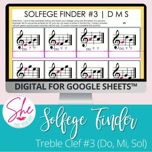 Digital Solfege Worksheet #3: Do Mi Sol (Treble Clef) by She The Teacher