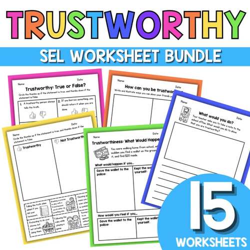 Trustworthiness | Trustworthy SEL Worksheets Character Building Core Values