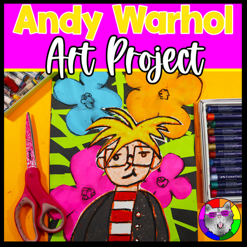 Andy Warhol Art Lesson, Pop Art Collage Oil Pastel Project for Elementary