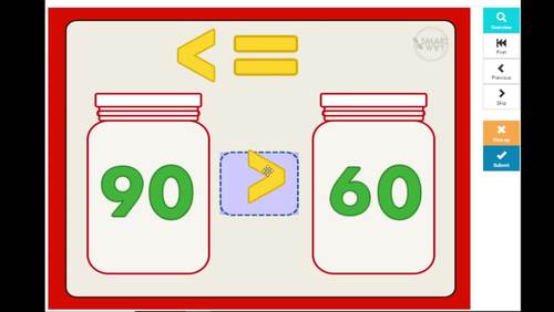 Comparing Numbers to 100 Greater than, Less than, Equal to Boom Cards 1 ...