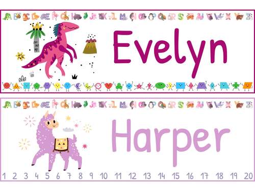 Funny Animal Desk Tags: 30 Designs, Alphabet Shapes Numbers, Editable ...