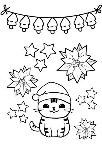 cute christmas cats coloring pages