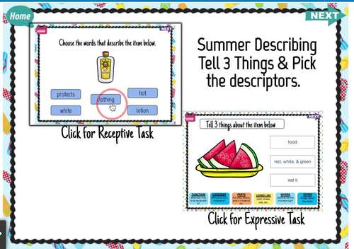 Summer Describing Speech Therapy Activity for attributes by A Gift of ...
