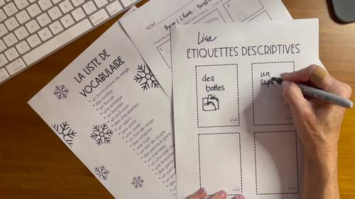 French Winter Themed Bingo d'hiver Game Boards, Call Cards, & Task Cards