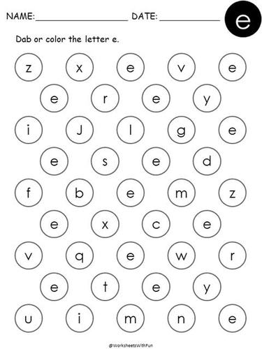 Alphabet Worksheets, Letter Recognition, Dot Marker Letter Search, T-002
