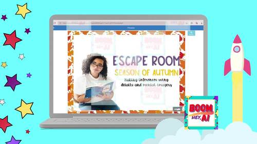 Autumn Fall BOOM CARDS GOOGLE SLIDES Speech Therapy Escape Room Inferencing