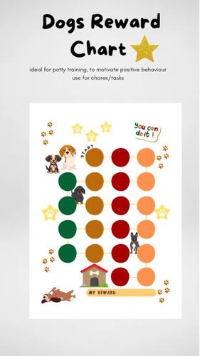 Dogs Reward Chart Printable PDF for Kids, Potty, Behaviour, Chores, Goals,