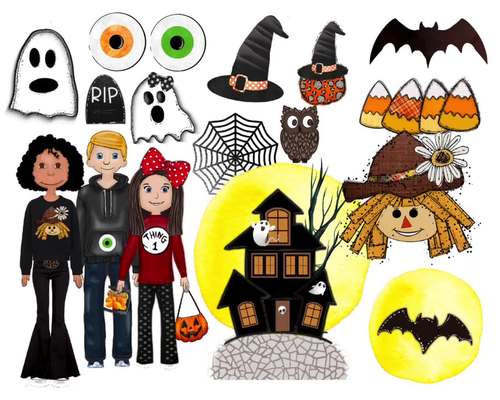 20 Halloween Clipart Elements | Commercial Use | 22 | by ...