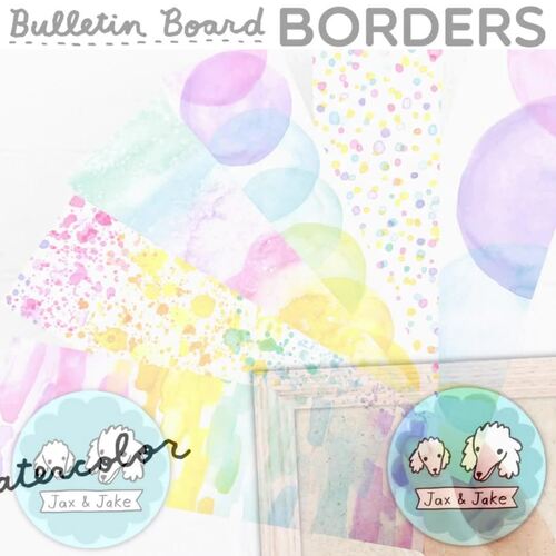 Pastel Rainbow Watercolor Bulletin Board Borders - Pastel Classroom Decor