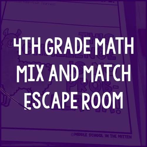 4th Grade Math Escape Room Year Round Review Back to School Activity