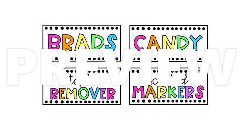 Teacher Toolbox Labels Neon Brights Colorful Classroom Supply Labels