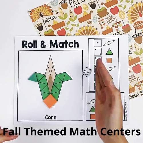 Fall Math Games | Kindergarten Pattern Blocks Centers | Counting Activities