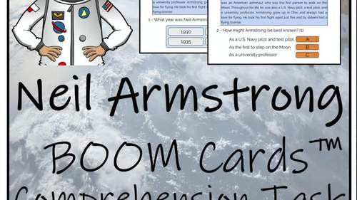 Neil Armstrong BOOM Cards™ Comprehension Activity 3rd Grade & 4th Grade
