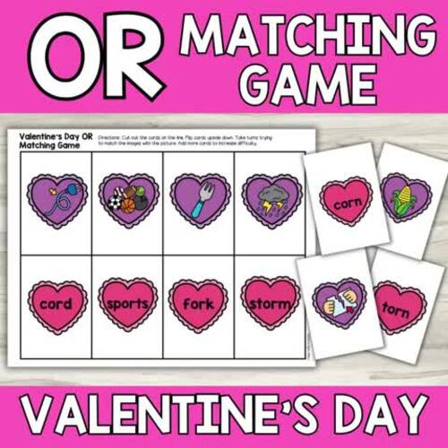 Valentine's Day R Controlled Vowels OR Matching Game Phonics Station ...