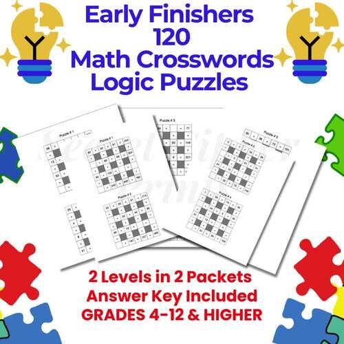 Early Finishers-Math Logic Crosswords Puzzles – 120 Challenging Logic ...