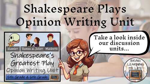 Shakespeare's Greatest Play Opinion Writing Unit | 5th Grade & 6th Grade