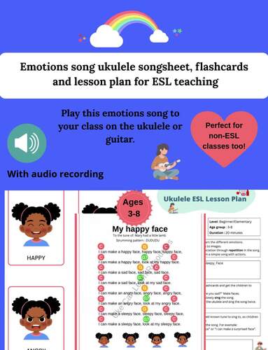 Teaching set- Emotions Song for ukulele Song PDF, Flashcards, Audio ...