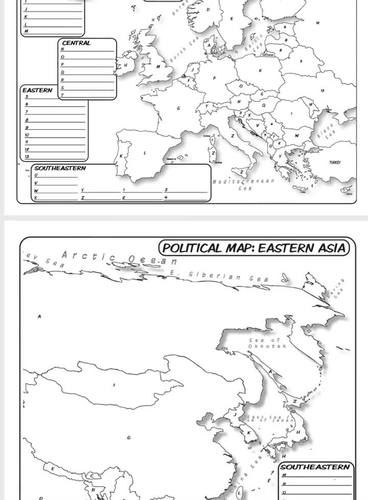 10 World Political Map Quizzes with Handwritten Keys by The Human Imprint