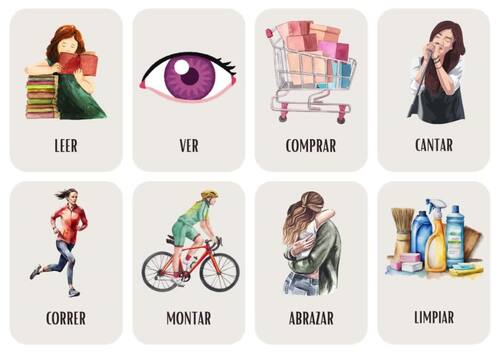 48 English-Spanish Flashcards | Verbs by CendulkaCreations | TPT