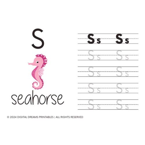 Tracing Alphabet Letters Practice S for Seahorse Booklet Uppercase ...