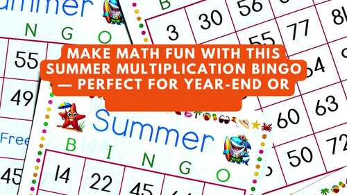 Summer Multiplication Bingo Game 3rd 4th 5th Grades Math End of the ...