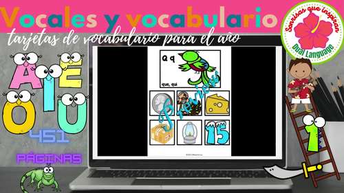 Vocales a e i o u y tarjetas de vocabulario para el año, flash cards ...
