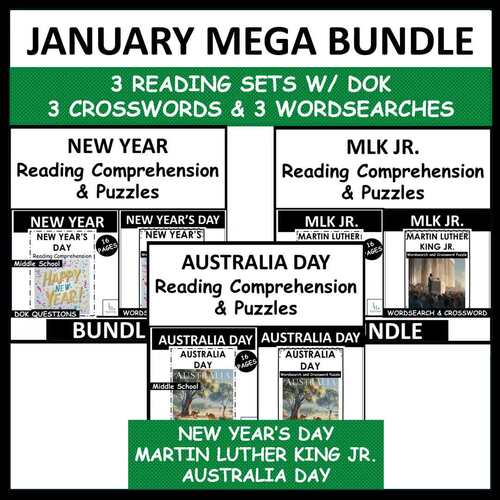 January Activities | Reading Comprehension | Middle | Wordsearch ...