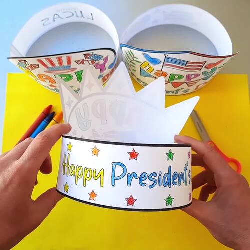 Presidents Day Crown Craft, President's Day Hat Coloring Pages Activities