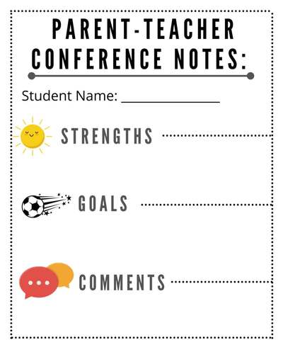 Parent-Teacher Conference Notes Printable by Teaching With My Heart