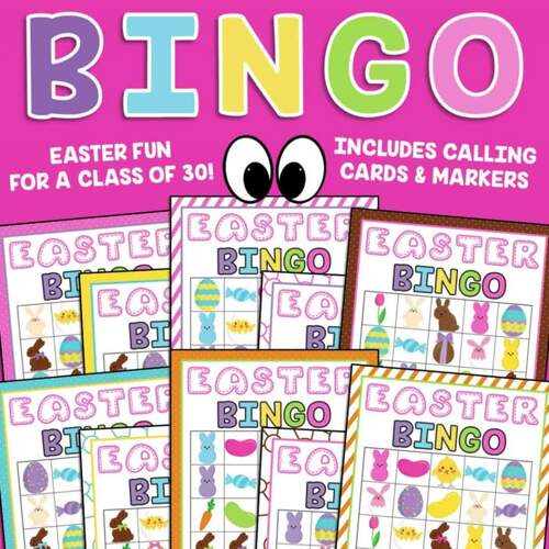 Easter Bingo Game Printable 30 Card Class Set by Teachers Toolkit