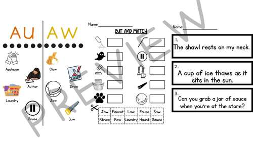 -AU/-AW Decodable Reader | Reading Fluency Passages by Grow With Beck