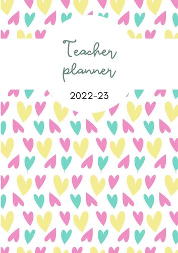 TEACHER PLANNER/ Editable, digital and printable (hearts pattern)