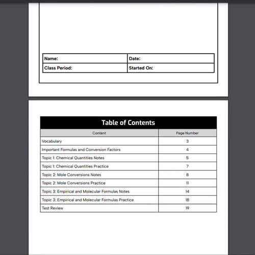 Chemistry Resource BUNDLE - The Mole [Entire Unit of Material] | TPT
