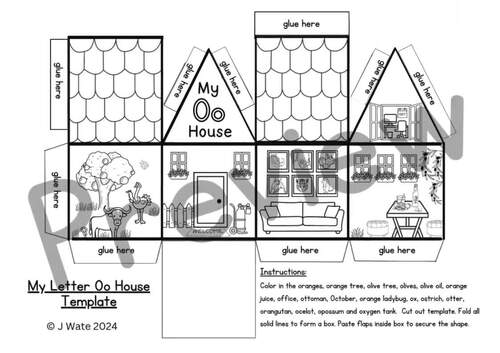 Alphabet Crafts 3D House Worksheets Letter O Activities & Letter ...