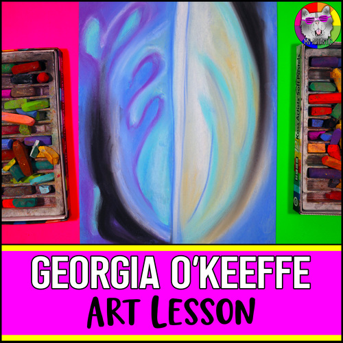 Georgia O'Keeffe Art Project, Abstract Blue Art Lesson for Middle School