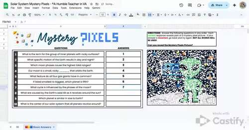 4th Grade | Solar System Pixel Art | Virginia Science SOLs (SOL 4.5 & 4.6)