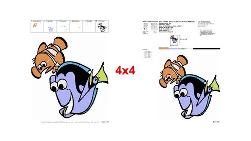 Finding Nemo Dory cute cartoon fish embroidery designs - Instant Download