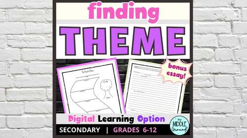 Finding Theme Graphic Organizer Practice & Constructed Response Worksheet