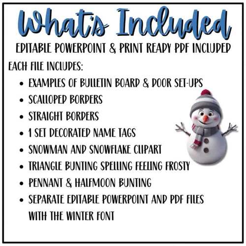 Winter Bulletin Board Kit | Editable Snowman Classroom & Door Decor by ...