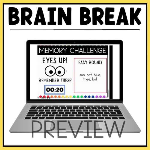 Memory Challenge Brain Break PPT by Crafted with Bliss by Teacher Pia