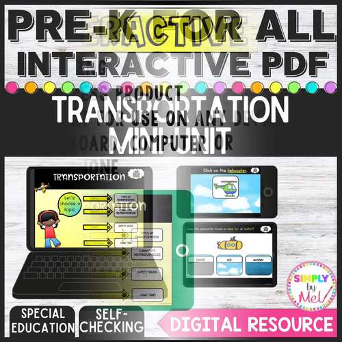 Transportation Unit | Special Education l Interactive PDF l PREK FOR ALL